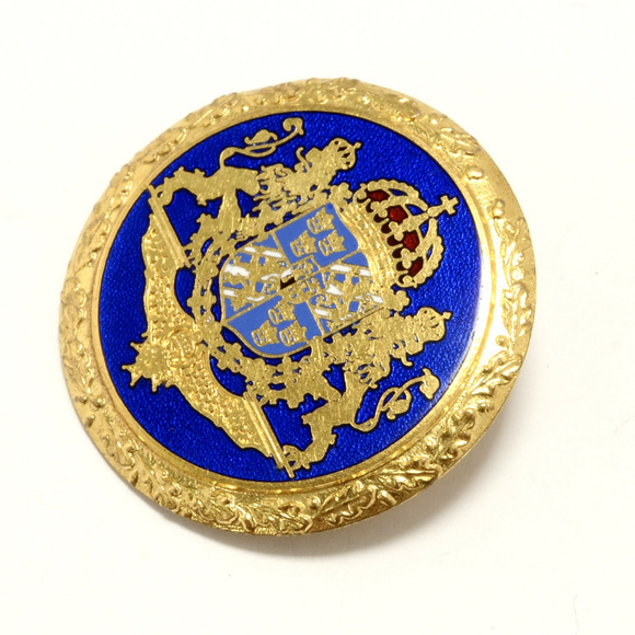 Vintage | Jewelry | Swedish Royal Coat Of Arms Gilt Enamel Brooch ...